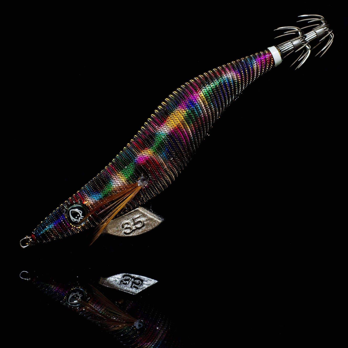 RUI Squid Jig KR18 TREASURE ISLAND Gold Turn Silver Rainbow Belly Egi ...